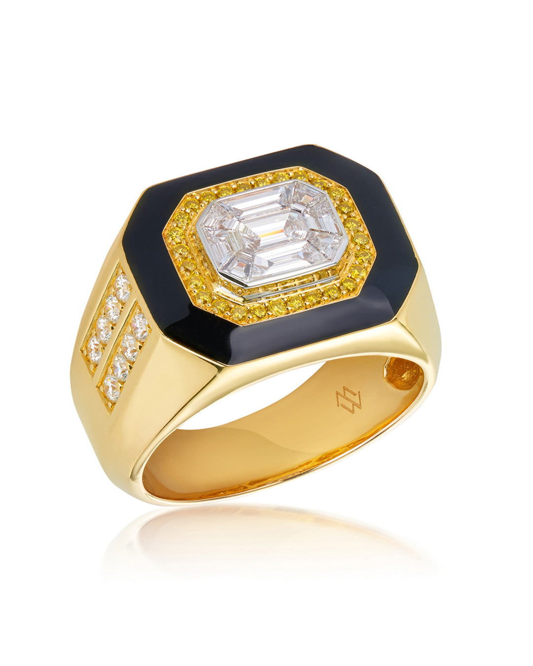 ‘Empire’ - Diamond, Yellow and White Gold and Black Enamel Ring ...